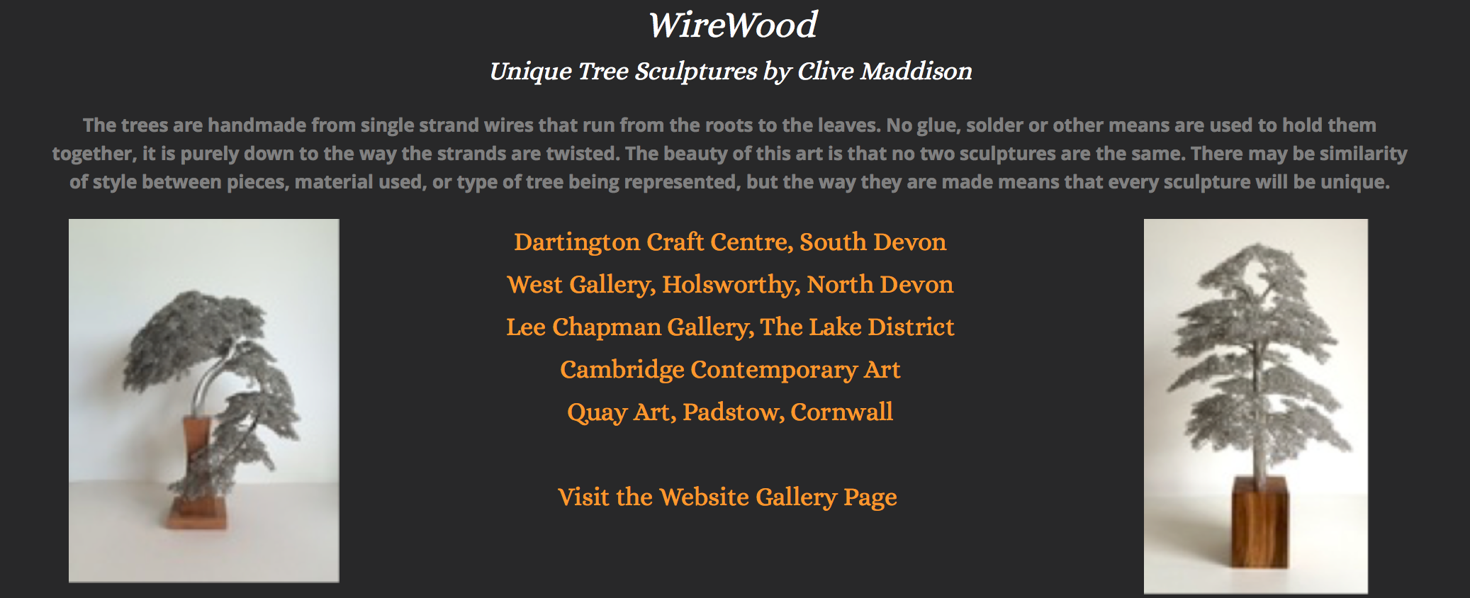 Inspirational Artists- Clive Maddison | Unique Wire Tree Sculptures
